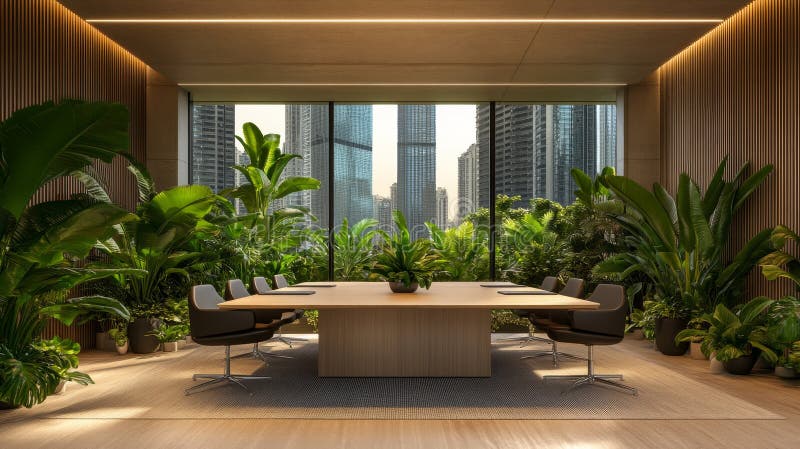 A Virtual Background Depicting an Open Office with Expansive Windows ...