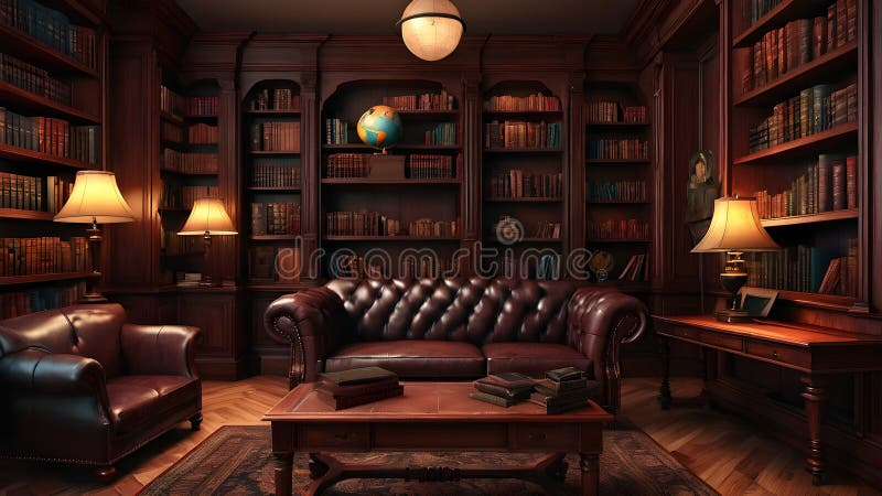 Virtual Background: Timeless Elegance: Classic Library Office Stock ...