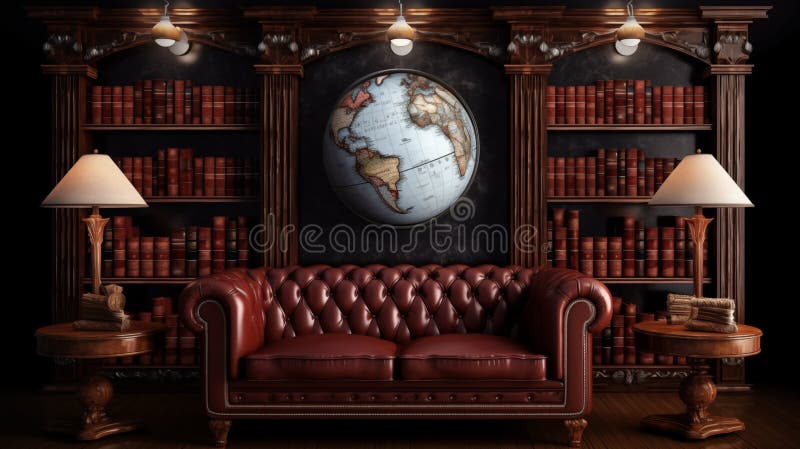 Virtual Background: Timeless Elegance: Classic Library Office Stock ...