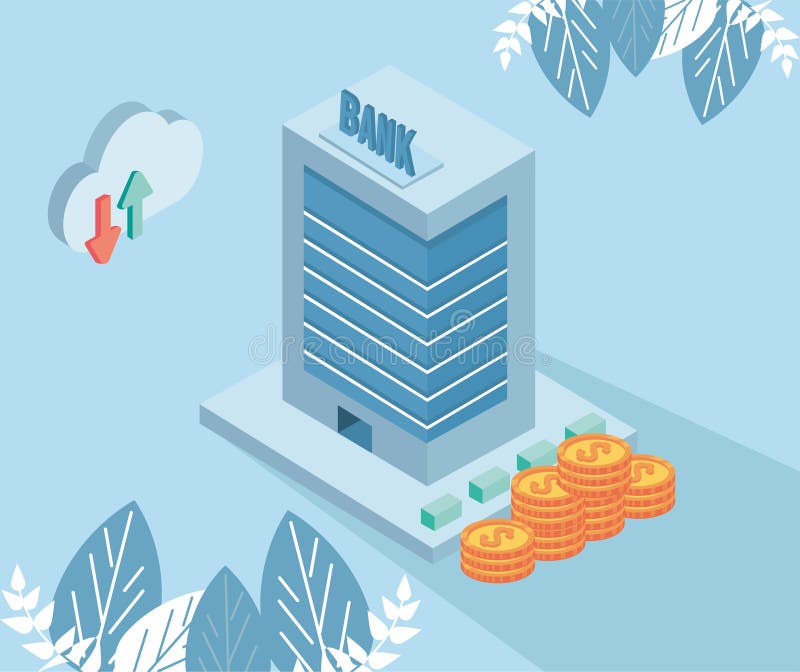 Virtual Bank and Cloud Computing Stock Vector - Illustration of virtual ...