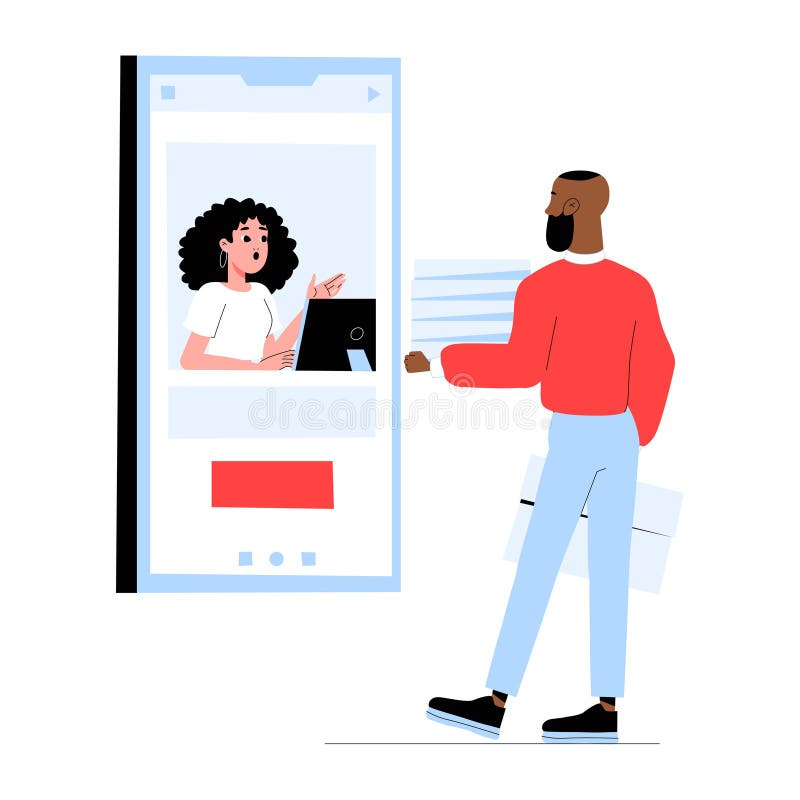 Virtual Bank Customer Service with Male Client Interacting through ...