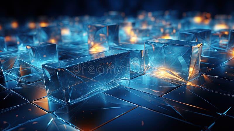 Virtual Blue 3D Cubes Digital Technology Background Stock Illustration ...