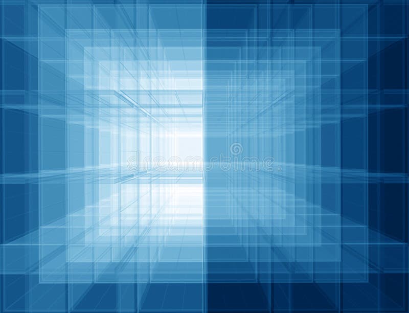 Virtual blue space stock illustration. Illustration of architecture ...