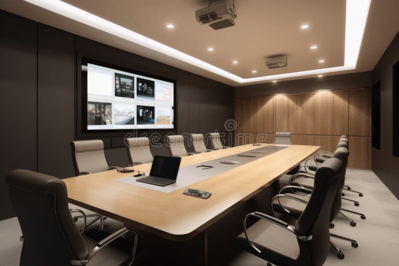 A Virtual Boardroom, with a Large Screen for Displaying Presentations ...