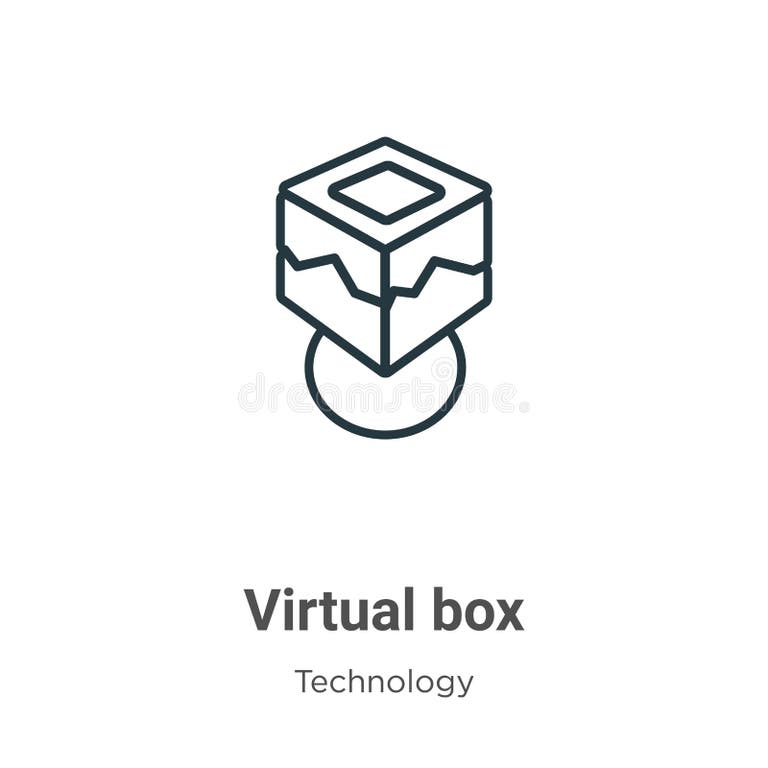 Virtual Box Outline Vector Icon. Thin Line Black Virtual Box Icon, Flat ...