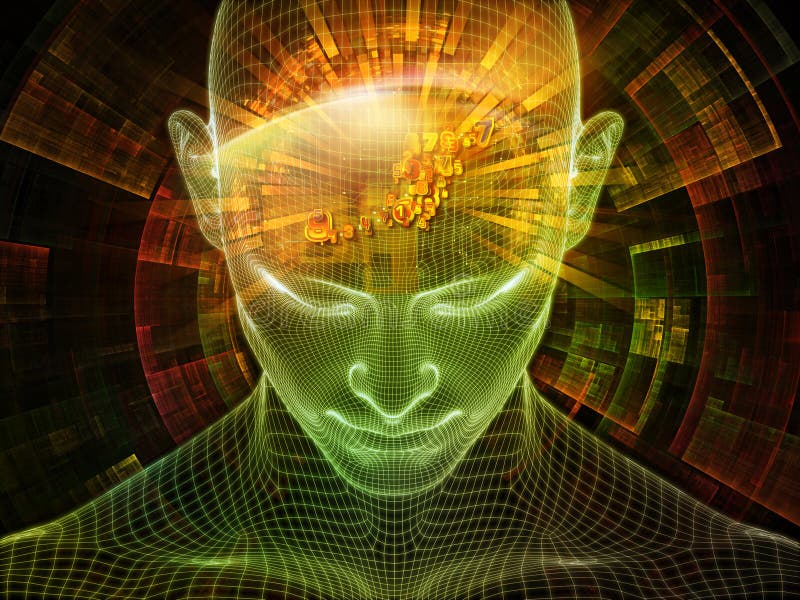 Virtual Brain Frequencies stock illustration. Illustration of face ...