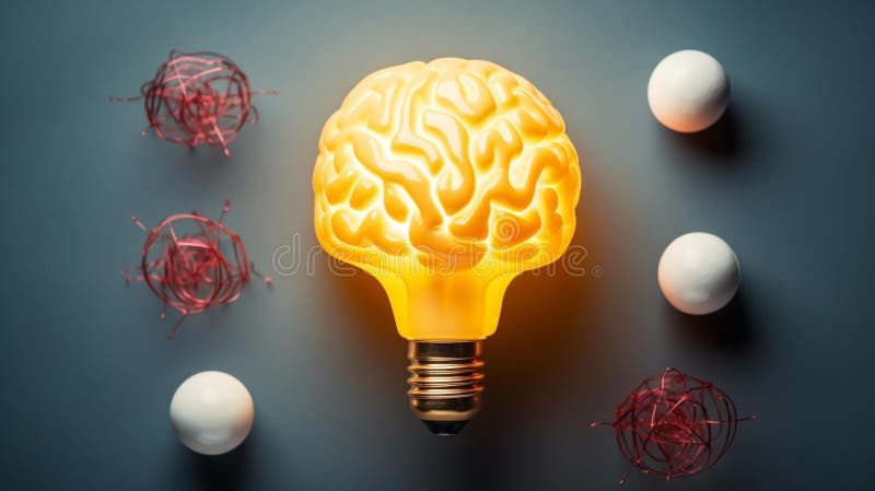 Virtual Brain in a Light Bulb Creative Thinking Idea To Solve Problems ...