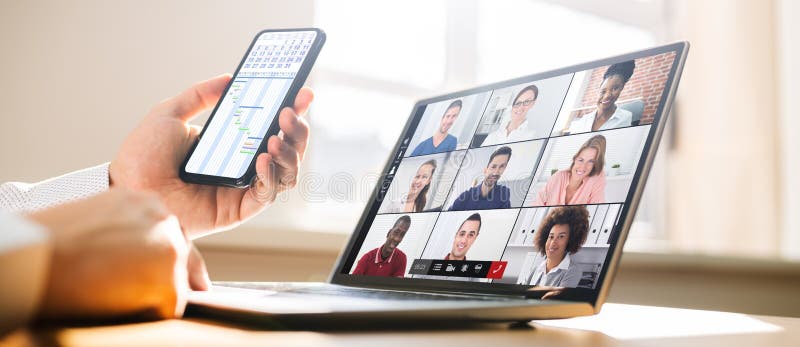 Virtual Business Presentation or Videoconferencing Stock Photo - Image ...