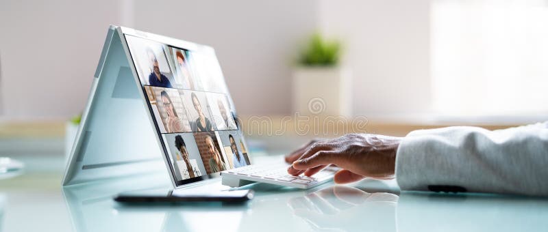 Virtual Business Presentation or Videoconferencing Stock Image - Image ...