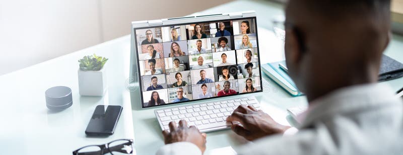 Virtual Business Presentation or Videoconferencing Stock Image - Image ...