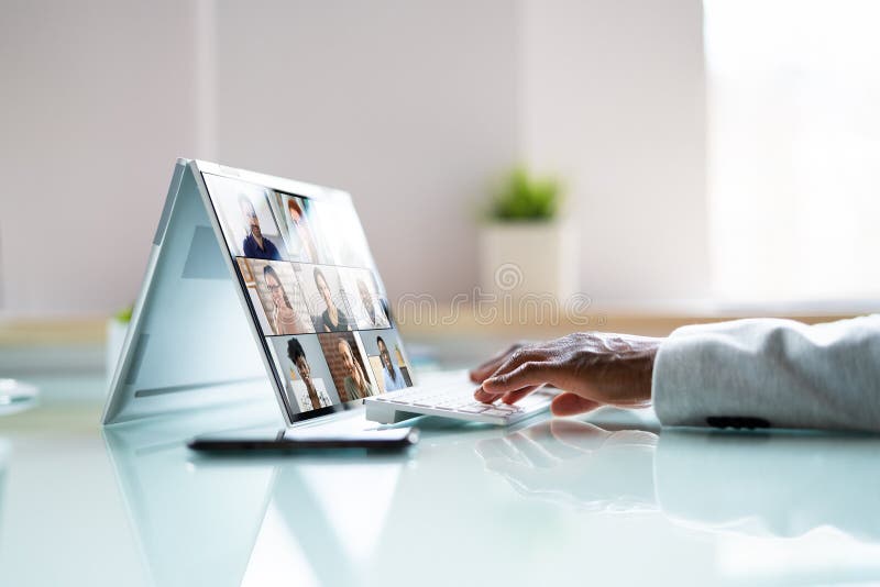 Virtual Business Presentation or Videoconferencing Stock Photo - Image ...