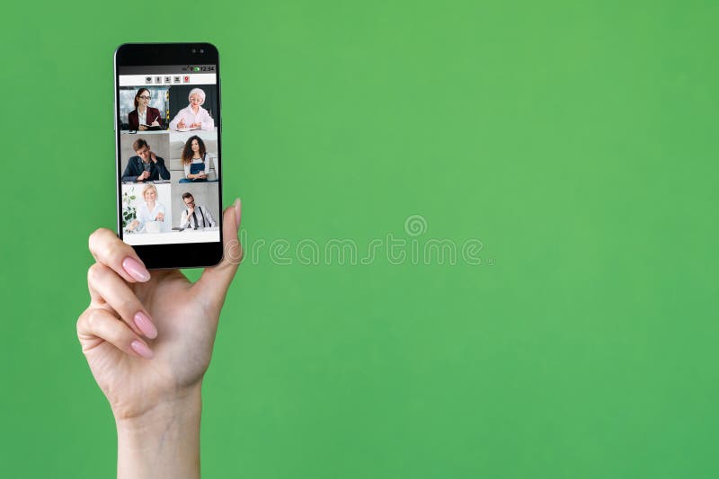 Virtual Call Group Chat Team Online on Smartphone Stock Photo - Image ...