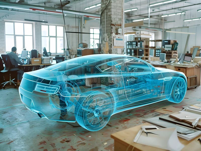 Virtual Car in the Office. Artificial Intelligence. Stock Photo - Image ...