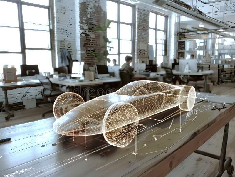Virtual Car in the Office. Artificial Intelligence. Stock Image - Image ...