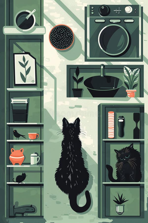 Virtual Cat Show Setup Flat Design Top View Digital Theme Animation ...