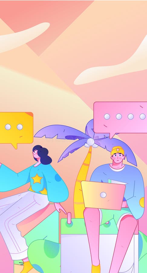 Virtual Characters Social Communication Concept Business Flat Vector ...