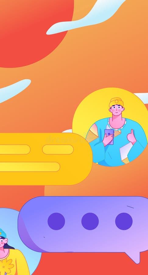 Virtual Characters Social Communication Concept Business Flat Vector ...