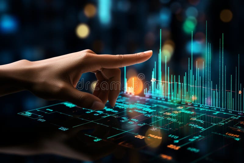 Virtual Chart Glows As Hand Interacts, Revealing Stock Markets Dynamic ...