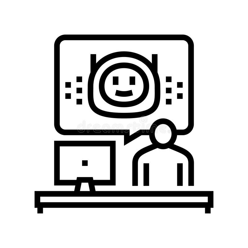 Virtual Chat Bot Line Icon Vector Illustration Stock Vector ...