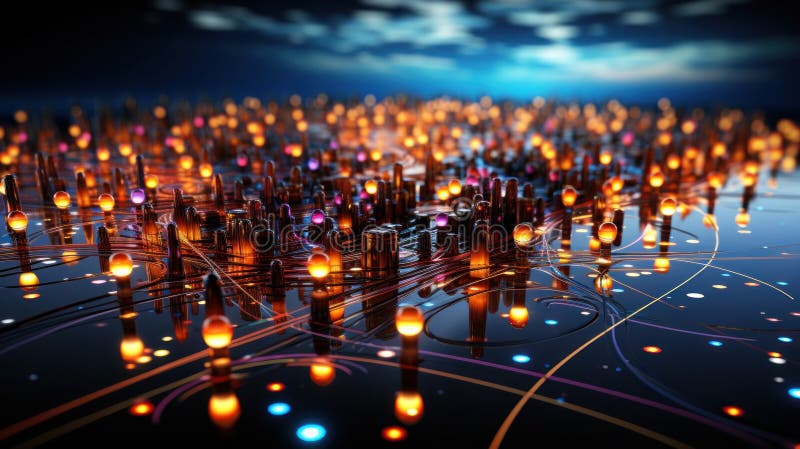 A Virtual Circuit Diagram Depiction in an Abstract Image. Thin Lines ...
