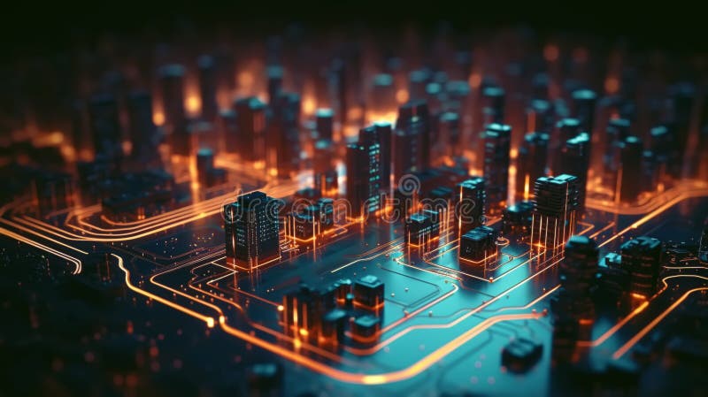 A Virtual City of the Future. a Symbol of Technology Development Stock ...