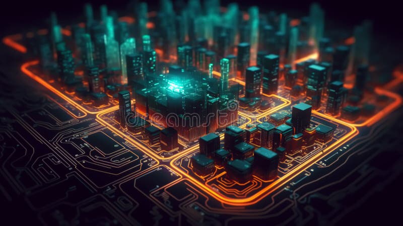 A Virtual City of the Future. a Symbol of Technology Development Stock ...