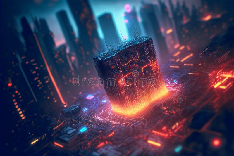 Virtual City in Metaverse with Big Data Processor and Neon Lights ...