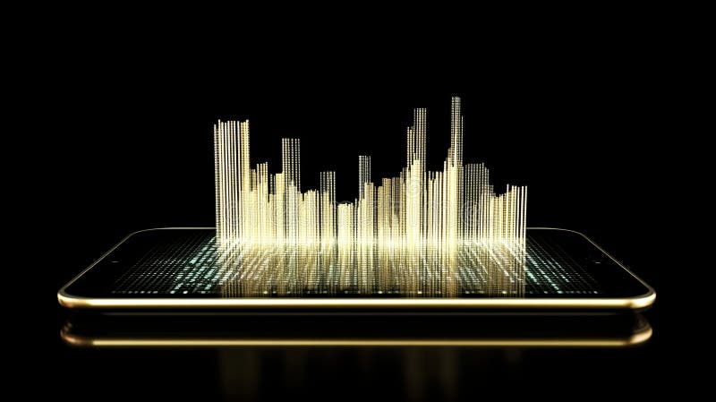 Virtual Cityscape on Tablet. Futuristic Technology Concept Stock ...