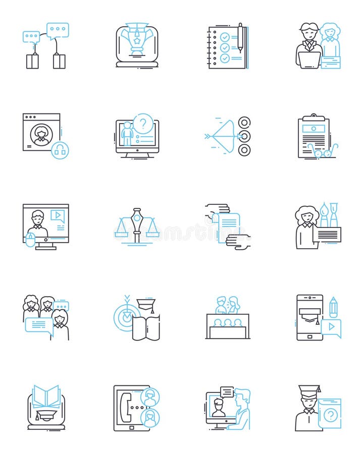 Virtual Classes Linear Icons Set. Virtuality, E-learning, Technology ...