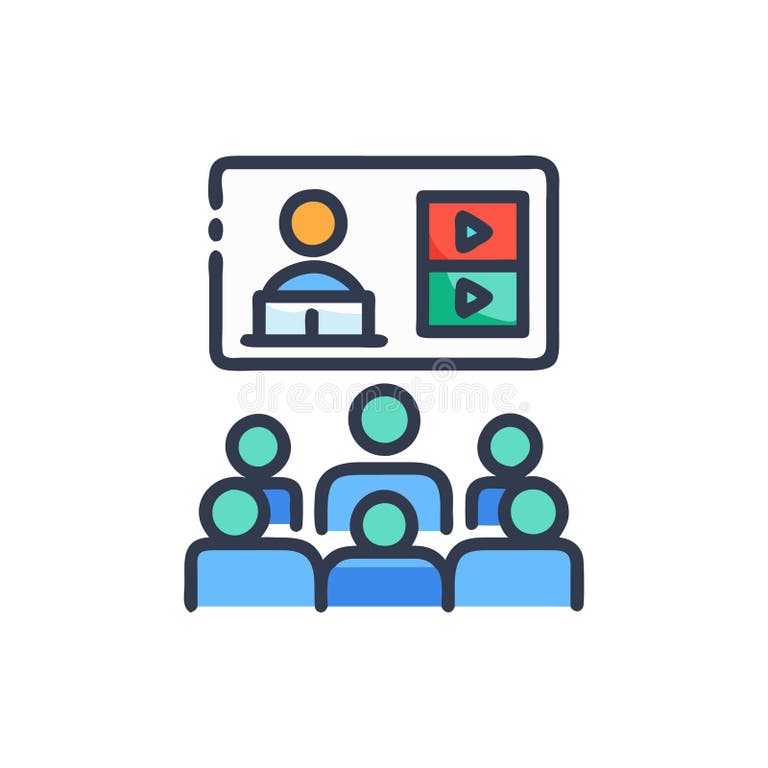 Virtual Classroom Icon for Online Learning Stock Illustration ...