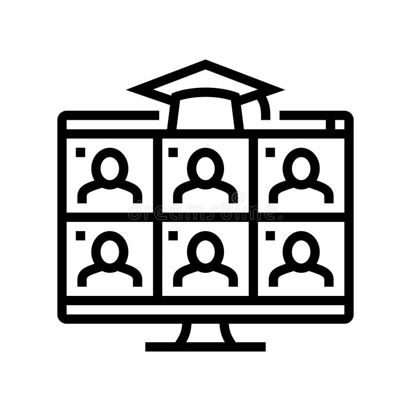 Virtual Classroom Online Learning Platform Line Icon Vector ...