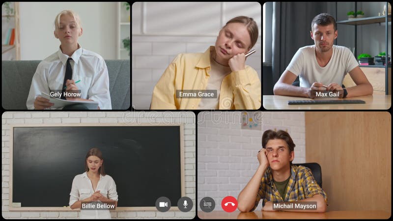 Diverse Participants in a Virtual Classroom Discussion Stock Footage ...