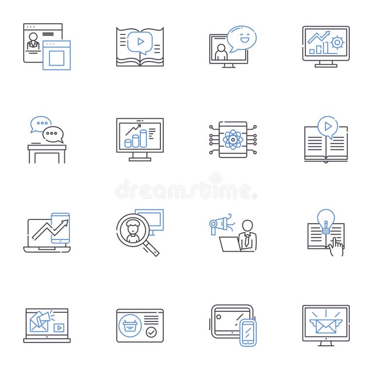 Virtual Classrooms Line Icons Collection. Interactivity, Engagement ...
