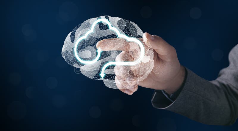 Virtual Cloud and Brain from the Web Stock Image - Image of ...