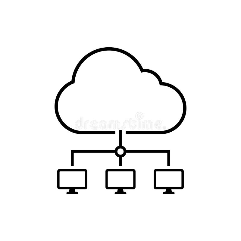 Virtual Cloud Icon Design. Hosting Concept. Outline Style. Vector ...