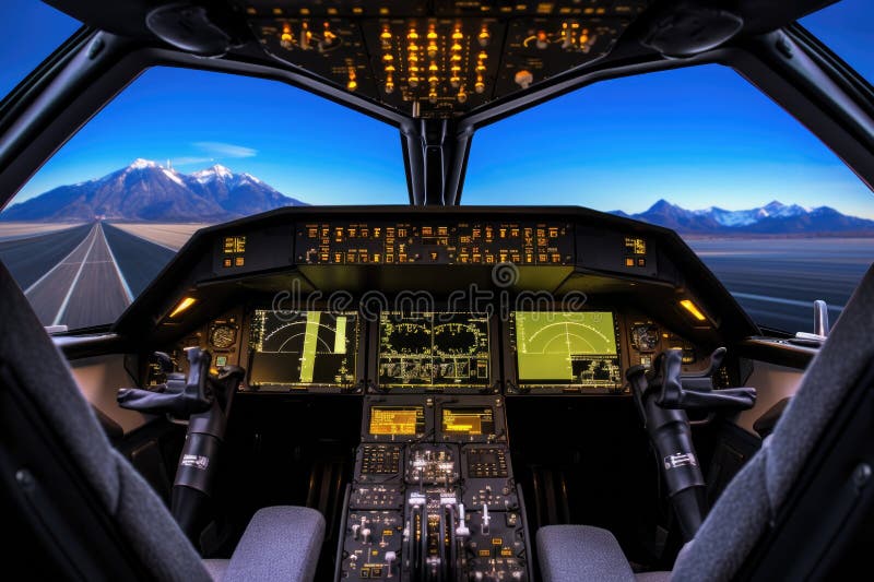 Virtual Cockpit of Future Supersonic Transport Stock Photo - Image of ...