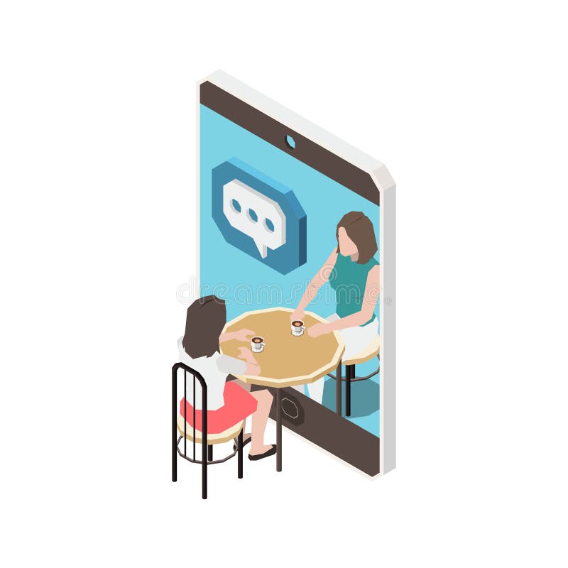 Virtual Coffee Talk Composition Stock Vector - Illustration of dialog ...