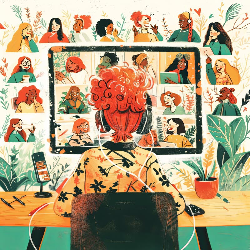 Virtual Collaboration Session with Diverse Team and Creative Workspace ...