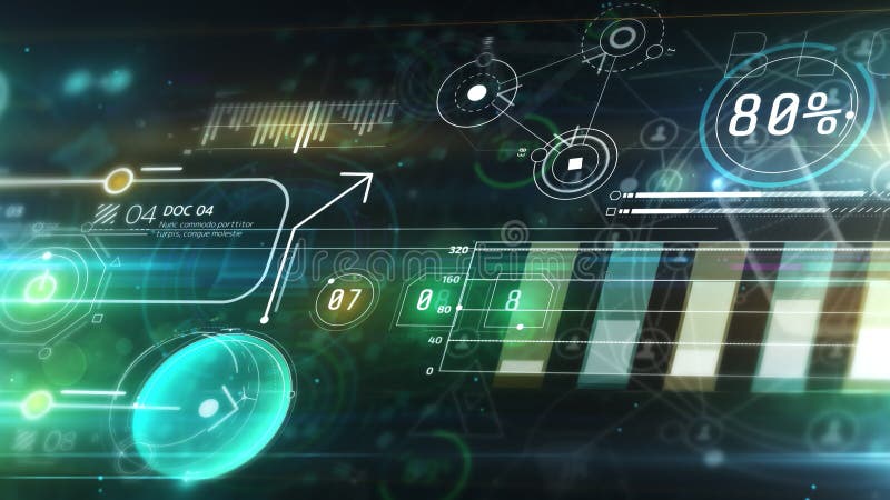 Virtual Colorful Data Array, Animated Infographic Background. Stock ...