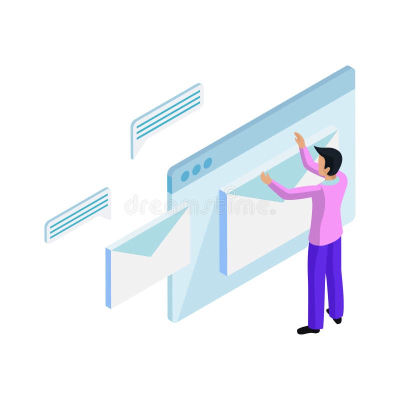 Virtual Communication Concept Stock Vector - Illustration of character ...