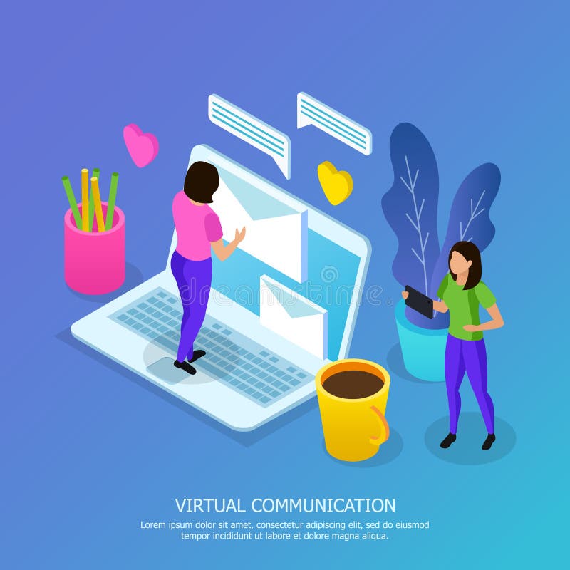 Virtual Communication Isometric Illustration Stock Vector ...