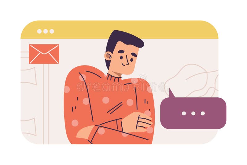 Virtual Communication with Man Character in Web Window Talking To ...