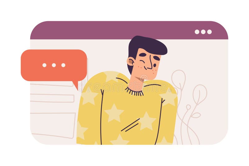 Virtual Communication with Man Character in Web Window Talking To ...