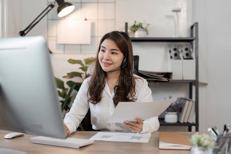 Virtual Communication and Teamwork in a Professional Workspace Stock ...