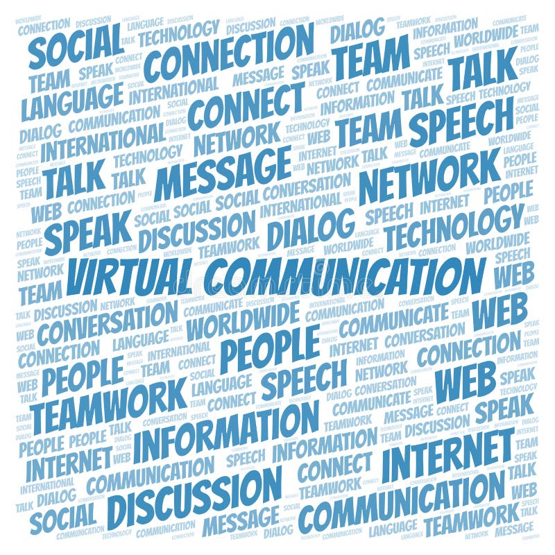 Virtual Communication Word Cloud. Stock Illustration - Illustration of ...