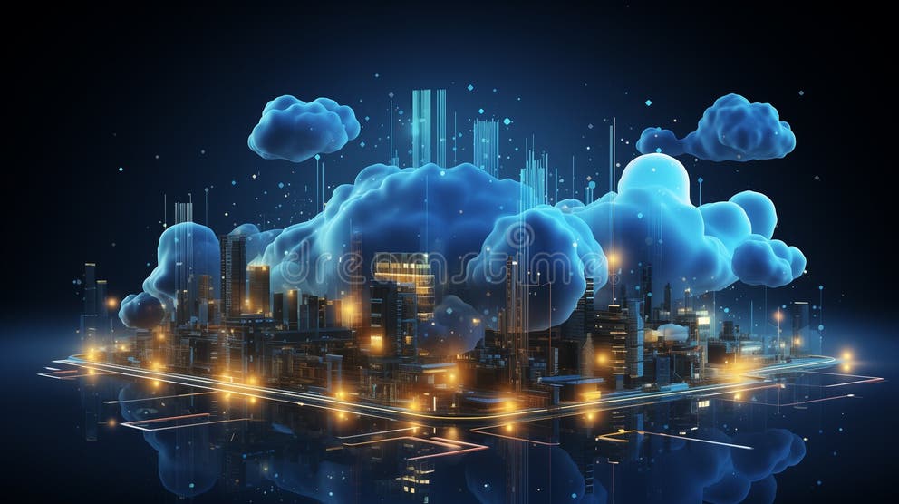 Virtual Computing Blue Natural White Cloud Sky Cloud Technology is Data ...