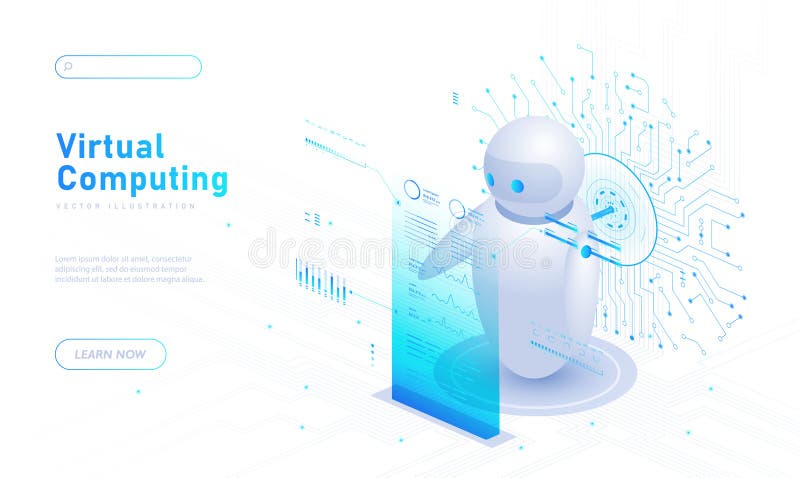 Virtual Computing White Poster Vector Stock Vector - Illustration of ...