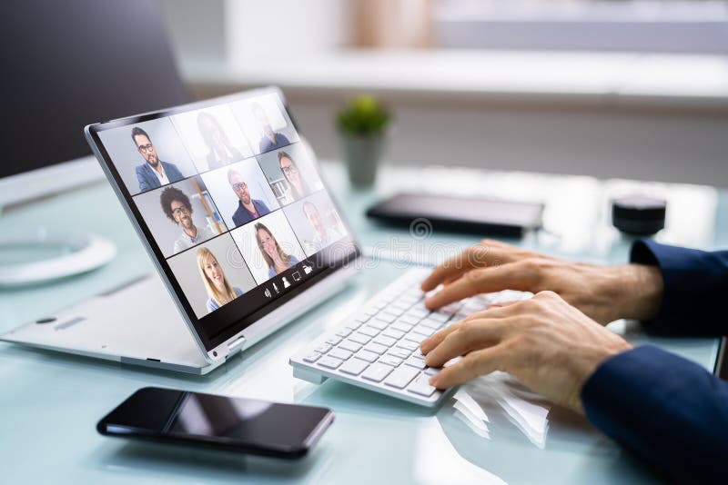 Virtual Conference Interview Meeting Stock Photo - Image of elearning ...