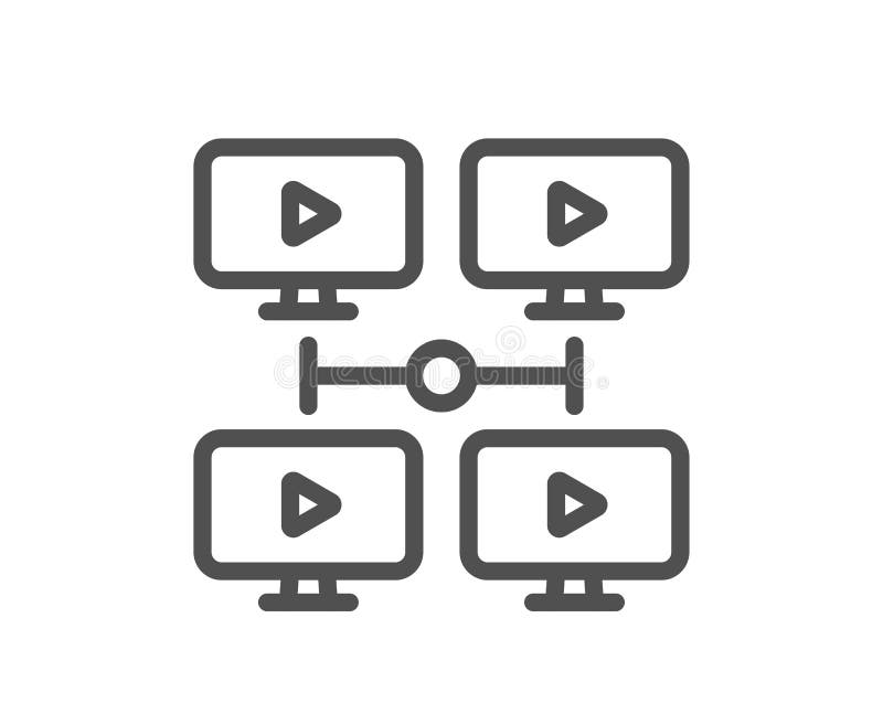 Virtual Conference Line Icon. Online Training Sign. Vector Stock Vector ...