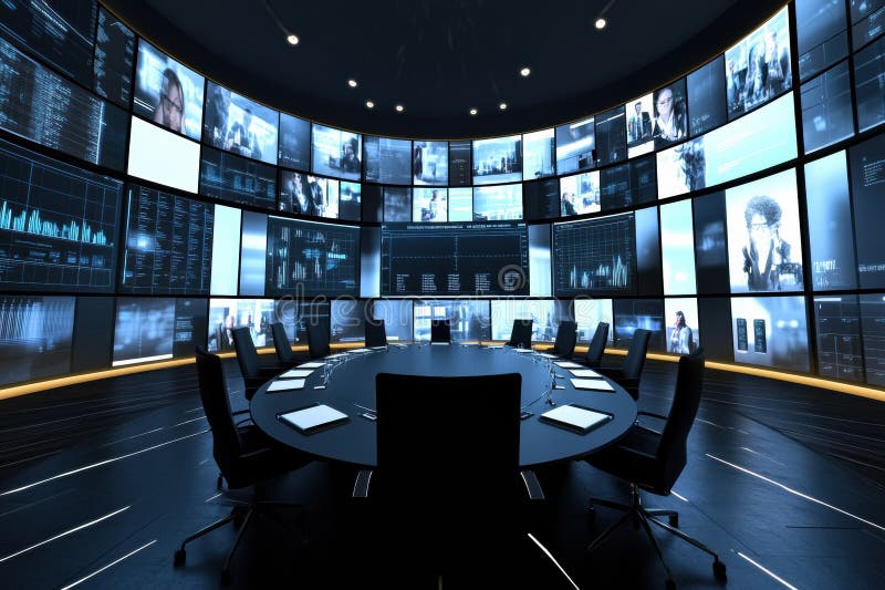 Virtual Conference Room Featuring Avatars Engaged in Business Meetings ...